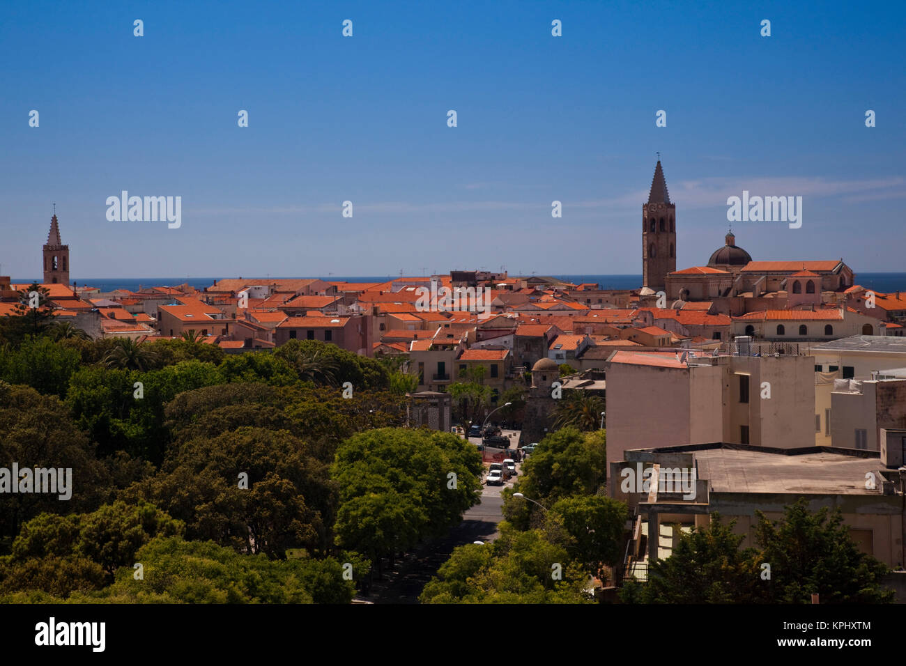 Italy, Sardinia, Alghero. Aerial view from the east Stock Photo - Alamy