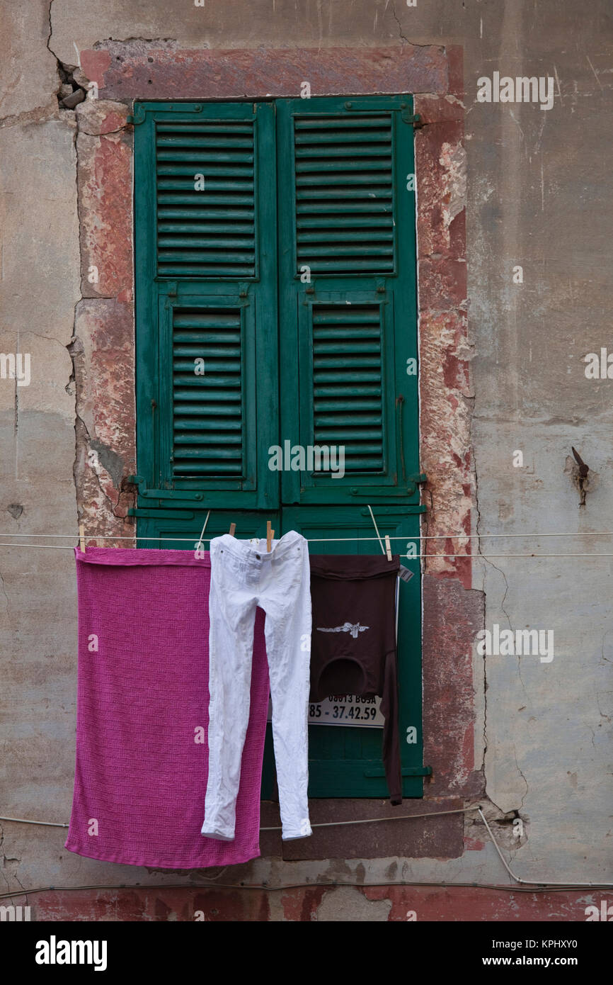 Italy, Sardinia, Bosa. Laundry drying Stock Photo - Alamy