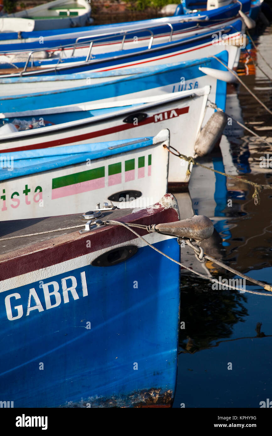 Italy, Verona Province, Garda. Lakefront fishing boats Stock Photo - Alamy
