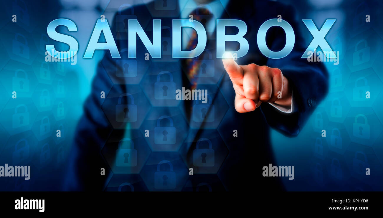 Corporate Computer Administrator Pressing SANDBOX Stock Photo - Alamy