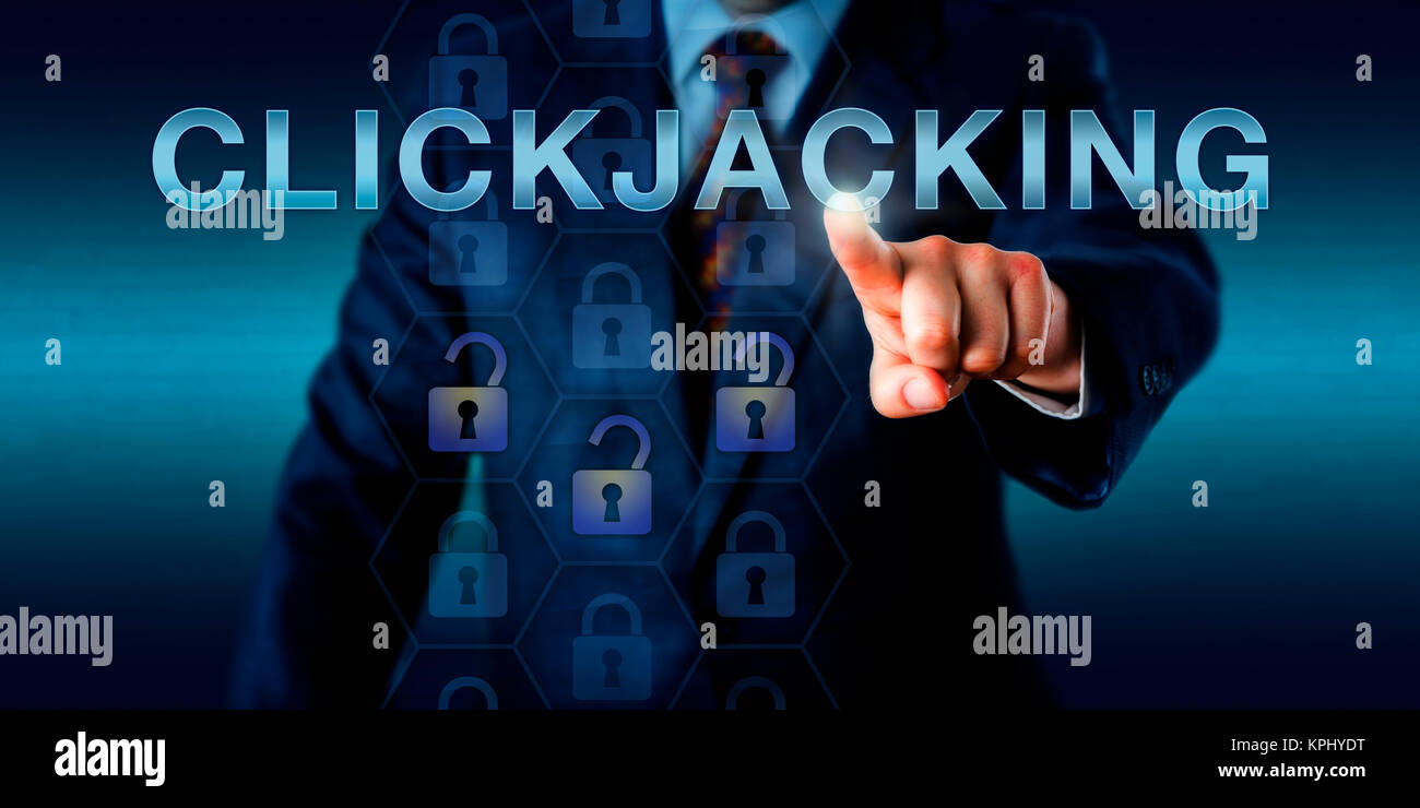 Business Executive Touching CLICKJACKING Stock Photo - Alamy