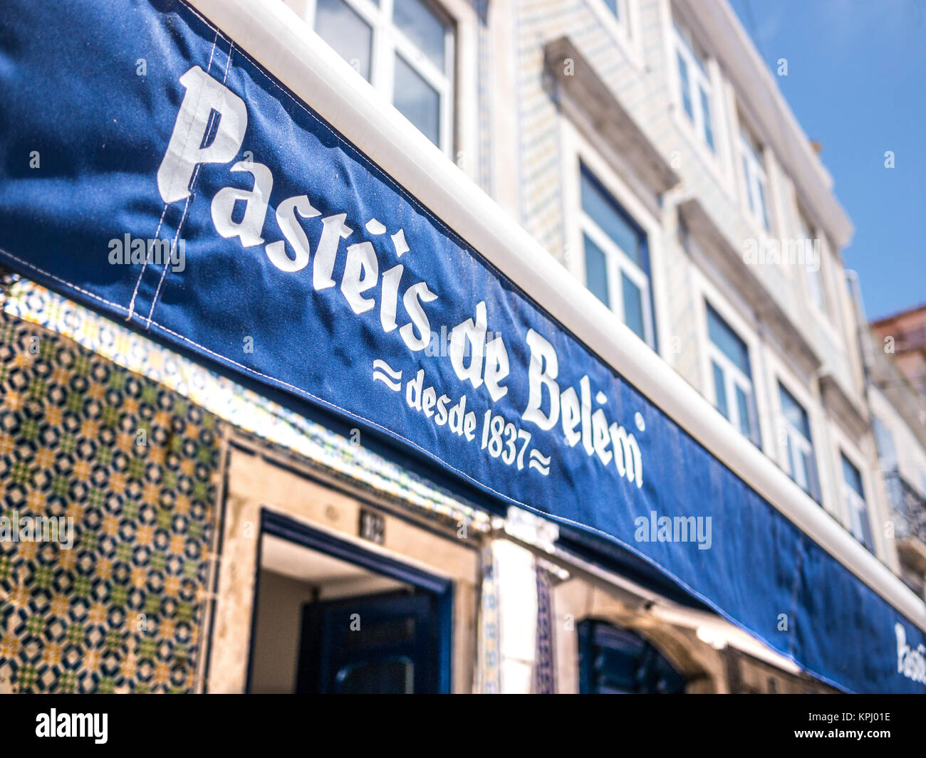 Belem, Portugal - April 28, 2014: The main entrance of the Pasteis de ...