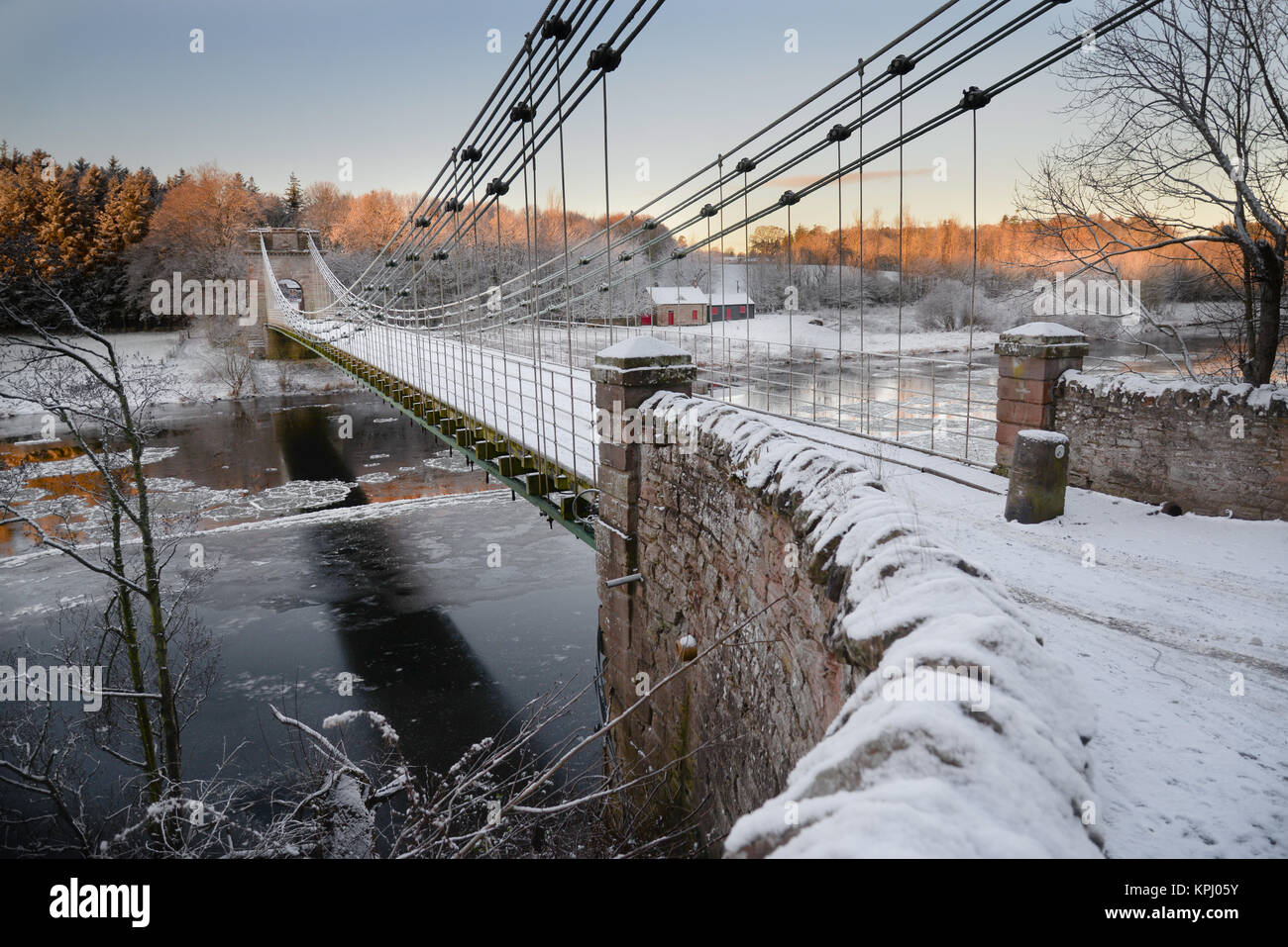 The Union Chain Bridge is a suspended-deck suspension bridge that Stock ...