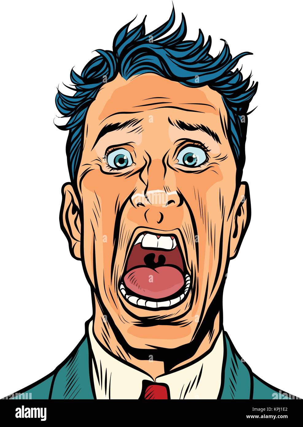 The man screams in horror isolated on white background Stock Vector ...