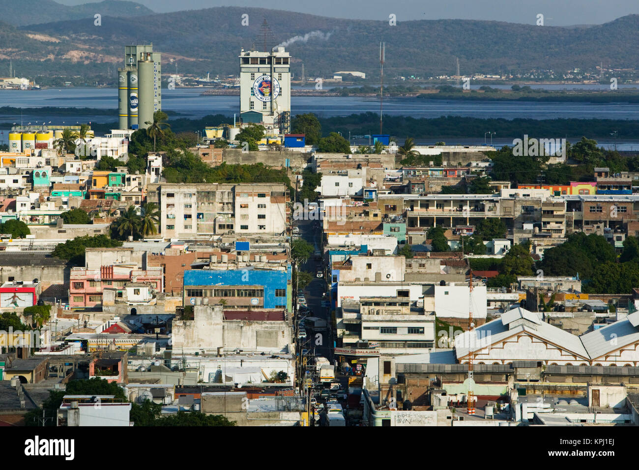 Mexico, Sinaloa State, Mazatlan. City View with Modelo Brewery / Late ...