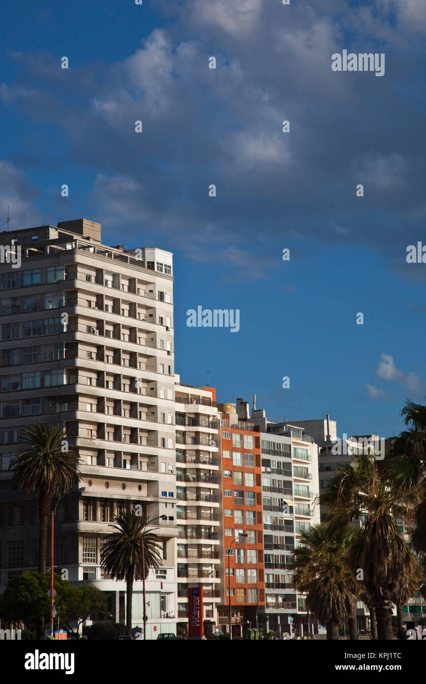 Uruguay, Montevideo Department, Montevideo. Highrise buildings along ...
