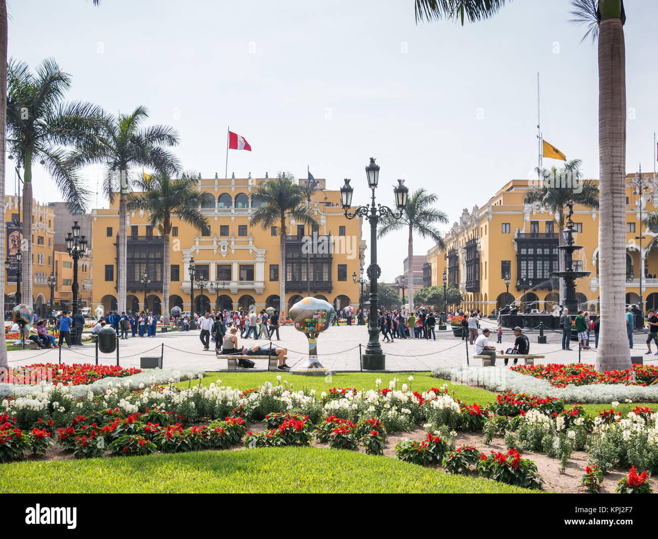 Lima, Peru - October 11, 2014 - View of the Lima (Peru) main square ...