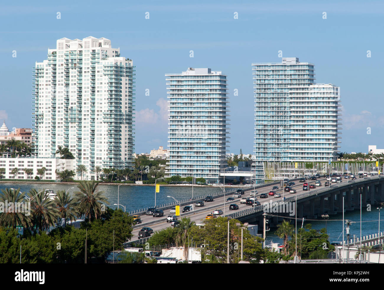 MacArthur Causeway bridge to enter Miami Beach district (Florida Stock ...