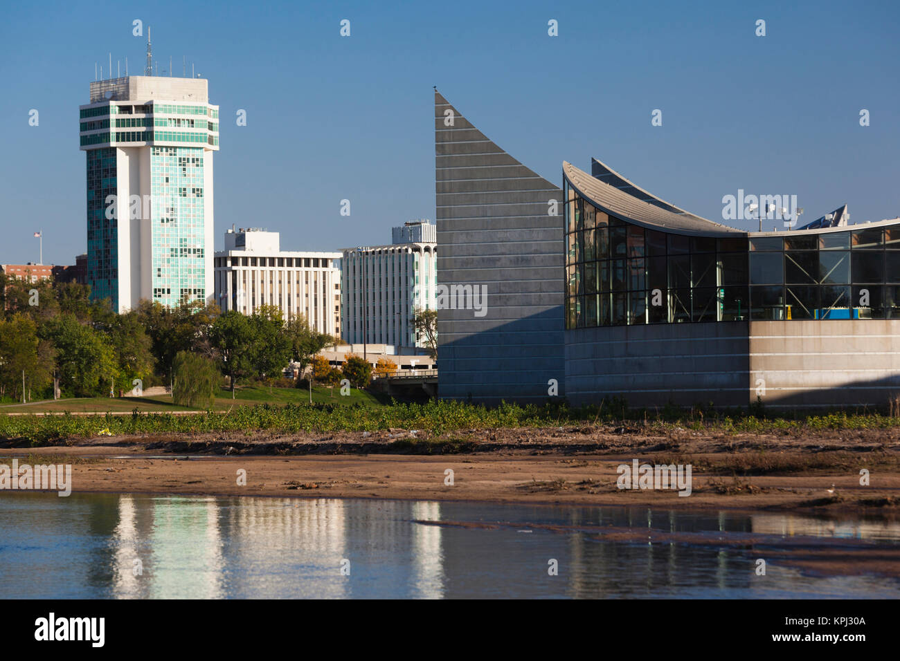 USA, Kansas, Wichita, skyline by the Arkansas River Stock Photo - Alamy