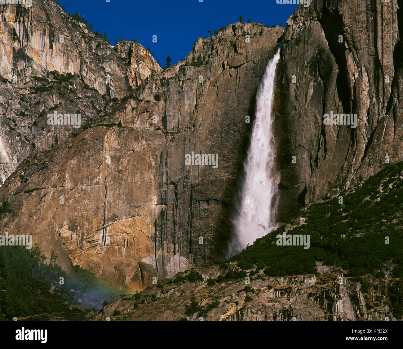USA, California, Yosemite National Park, View of Upper Yosemite falls ...