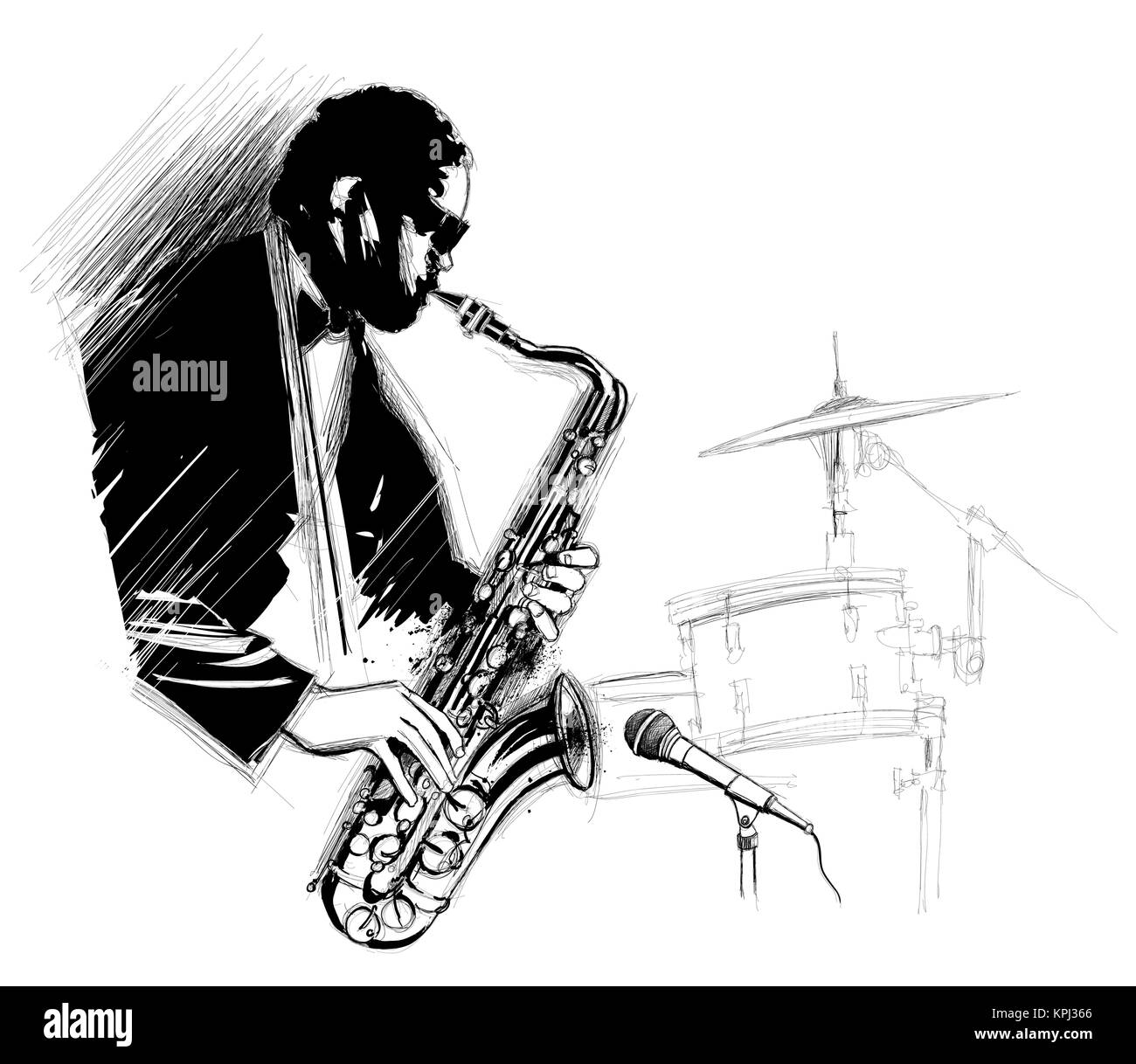 Saxophone player Black and White Stock Photos & Images - Alamy