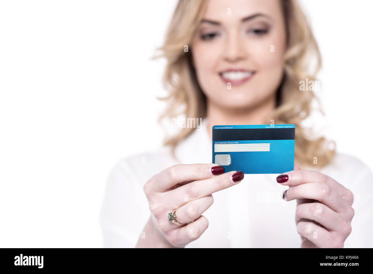 Woman showing atm card hi-res stock photography and images - Alamy