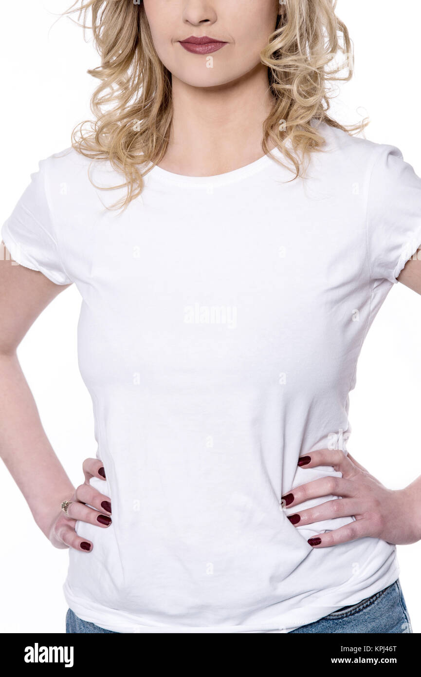 Cropped image of lady with hands on waist Stock Photo - Alamy