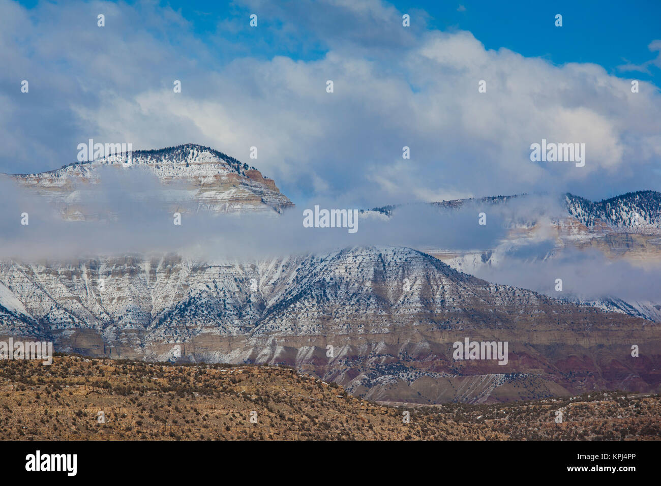 USA, Colorado, De Beque, winter mist along the Colorado River Stock ...