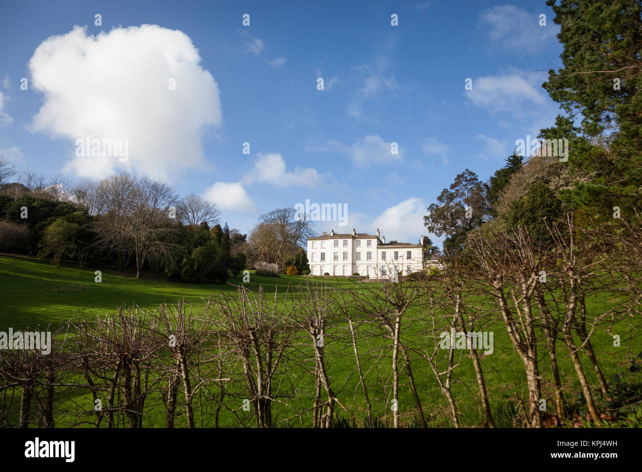 Heligan House bathed in afternoon winter sunshine, Cornwall Stock Photo ...