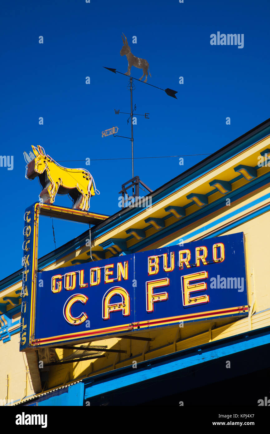 USA, Colorado, Leadville, sign for the Golden Burro cafe Stock Photo ...