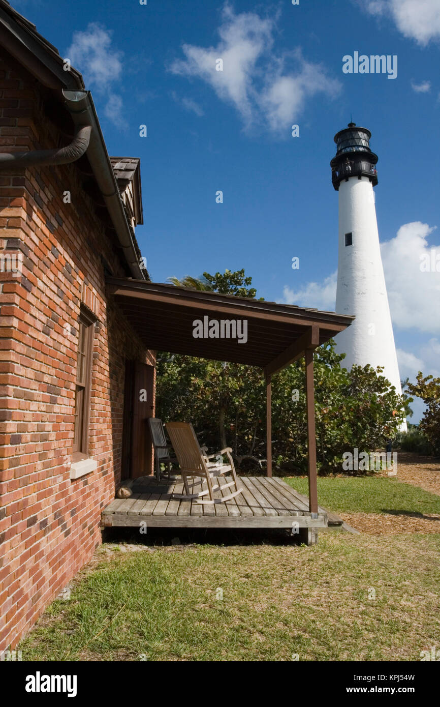 USA, Florida, Miami Area (Key Biscayne): Cape Florida Lighthouse Stock ...