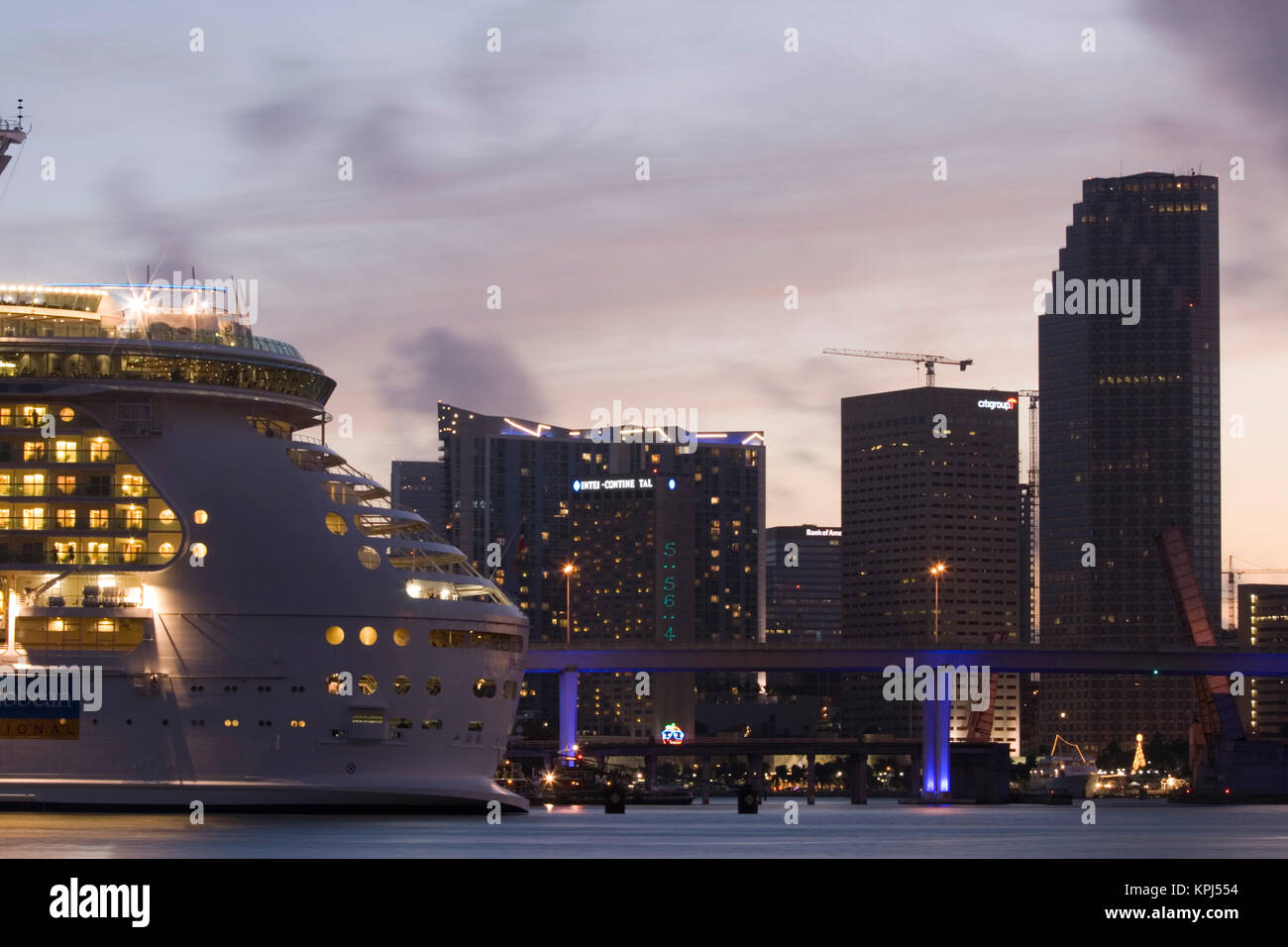 USA, Florida, Miami: City Skyline / Evening Stock Photo - Alamy