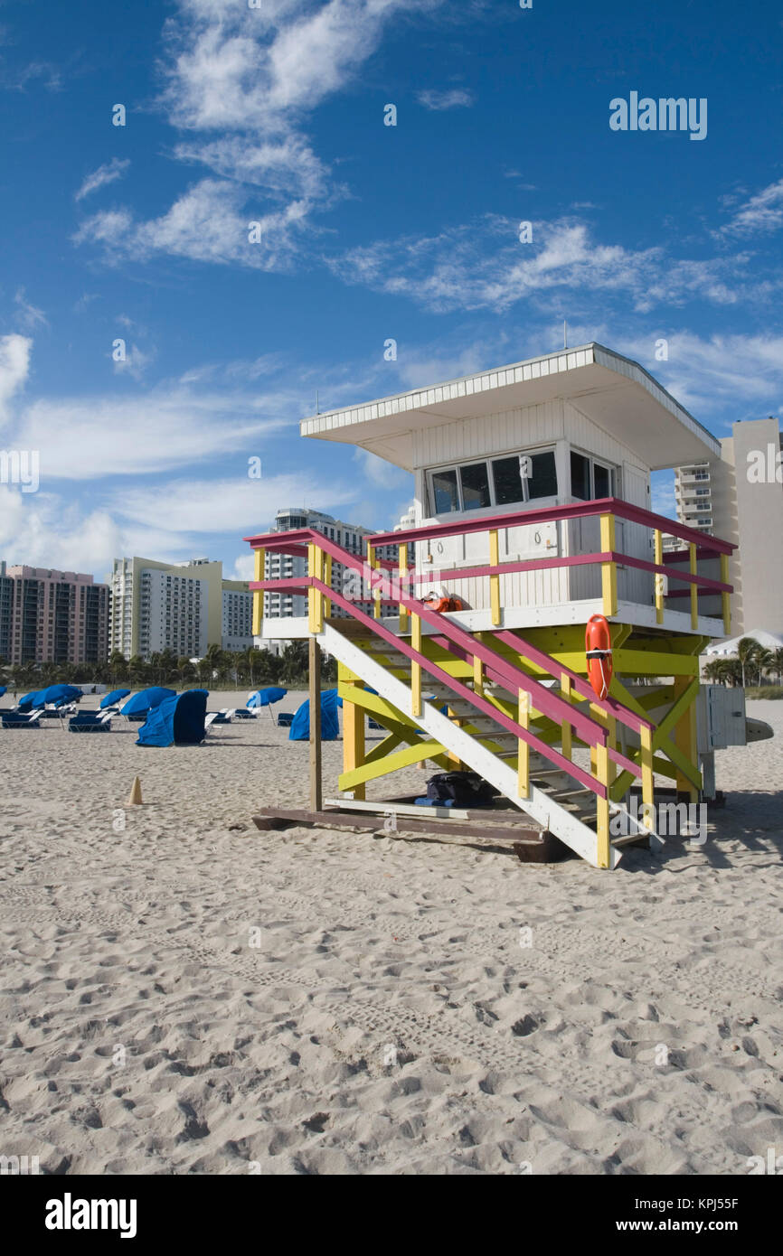 USA, Florida, Miami Beach: South Beach, Miami Beach Lifeguard Tower ...