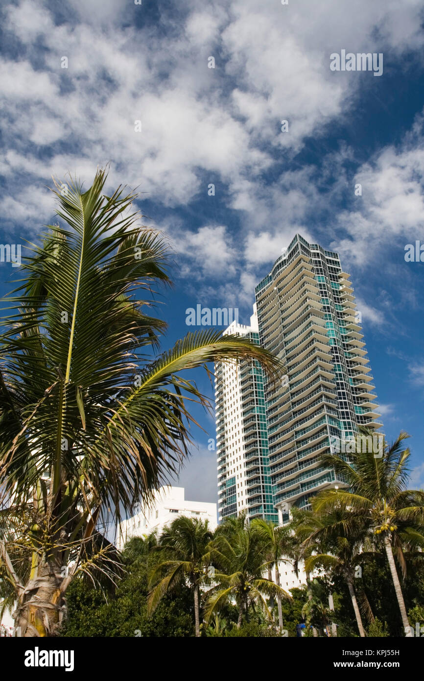 USA, Florida, Miami Beach: South Beach, Beach View of Condominium Tower ...