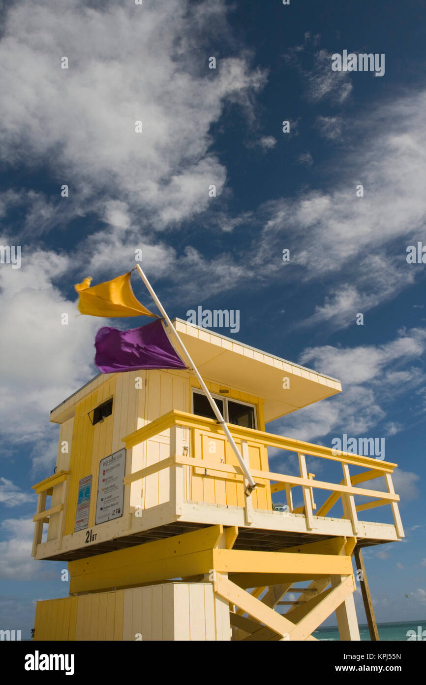 USA, Florida, Miami Beach: South Beach, Miami Beach Lifeguard Tower ...