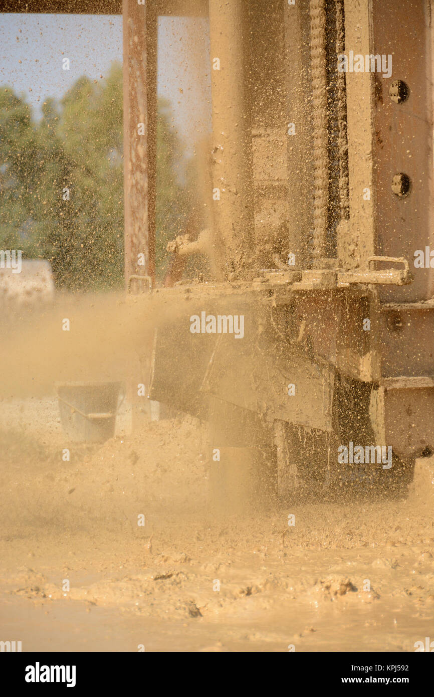 Water well drilling.The beginning of a perforation for underground ...