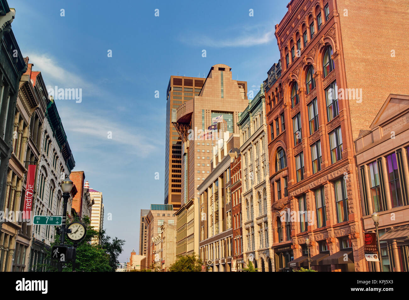 Architecture of buildings along Main Street, Louisville, Kentucky Stock ...