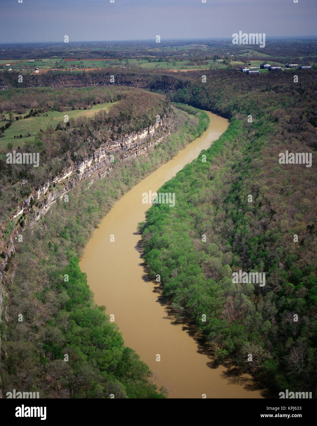 USA, Kentucky, Aerial view of Kentucky river meandering the Palisades ...