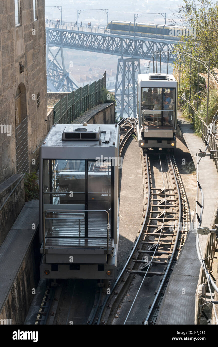 Funicular railway which carries passengers up from the waterfront with ...