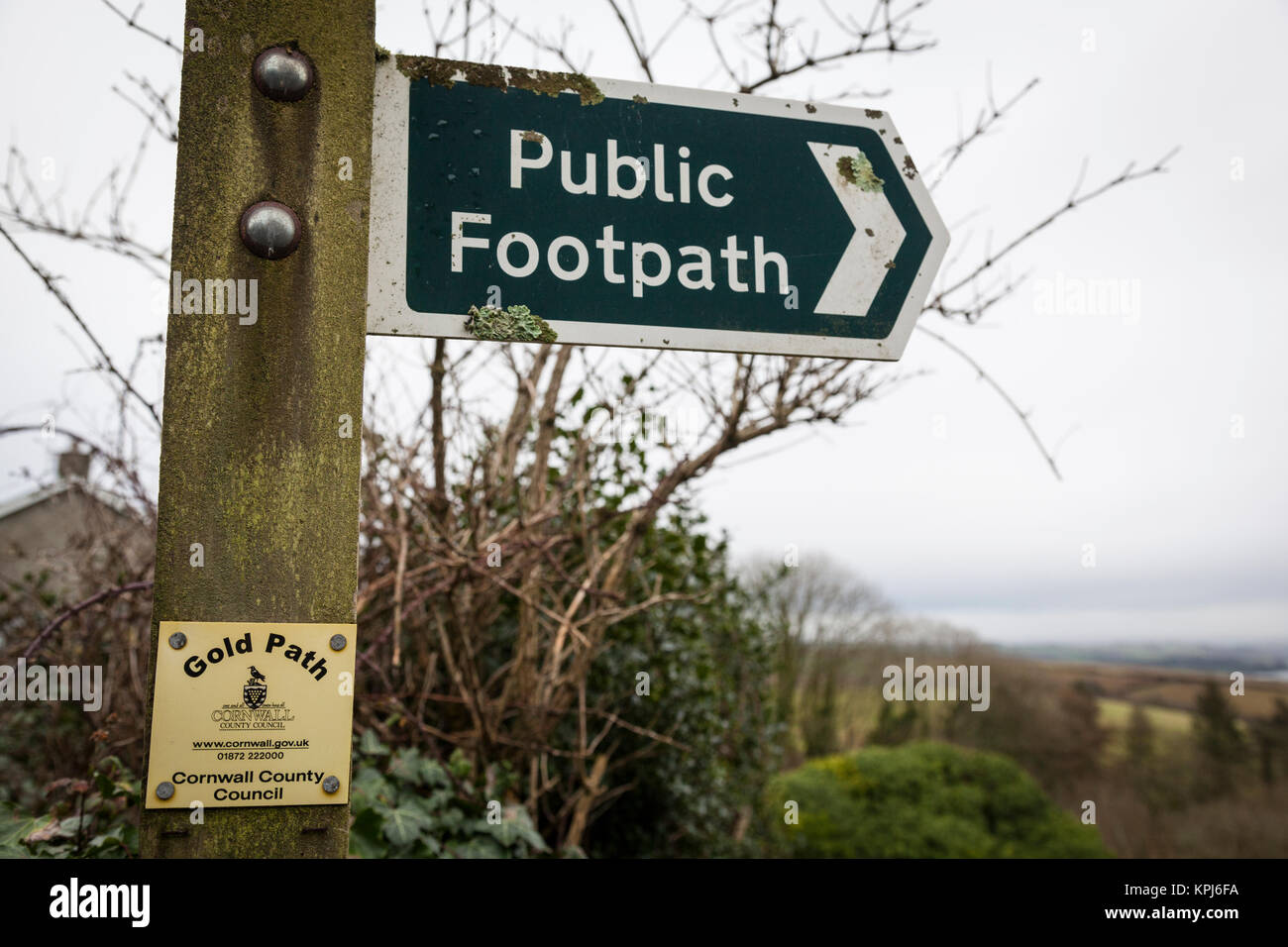 Public footpath direction sign and Gold Path Sign, Crafthole, Cornwall ...