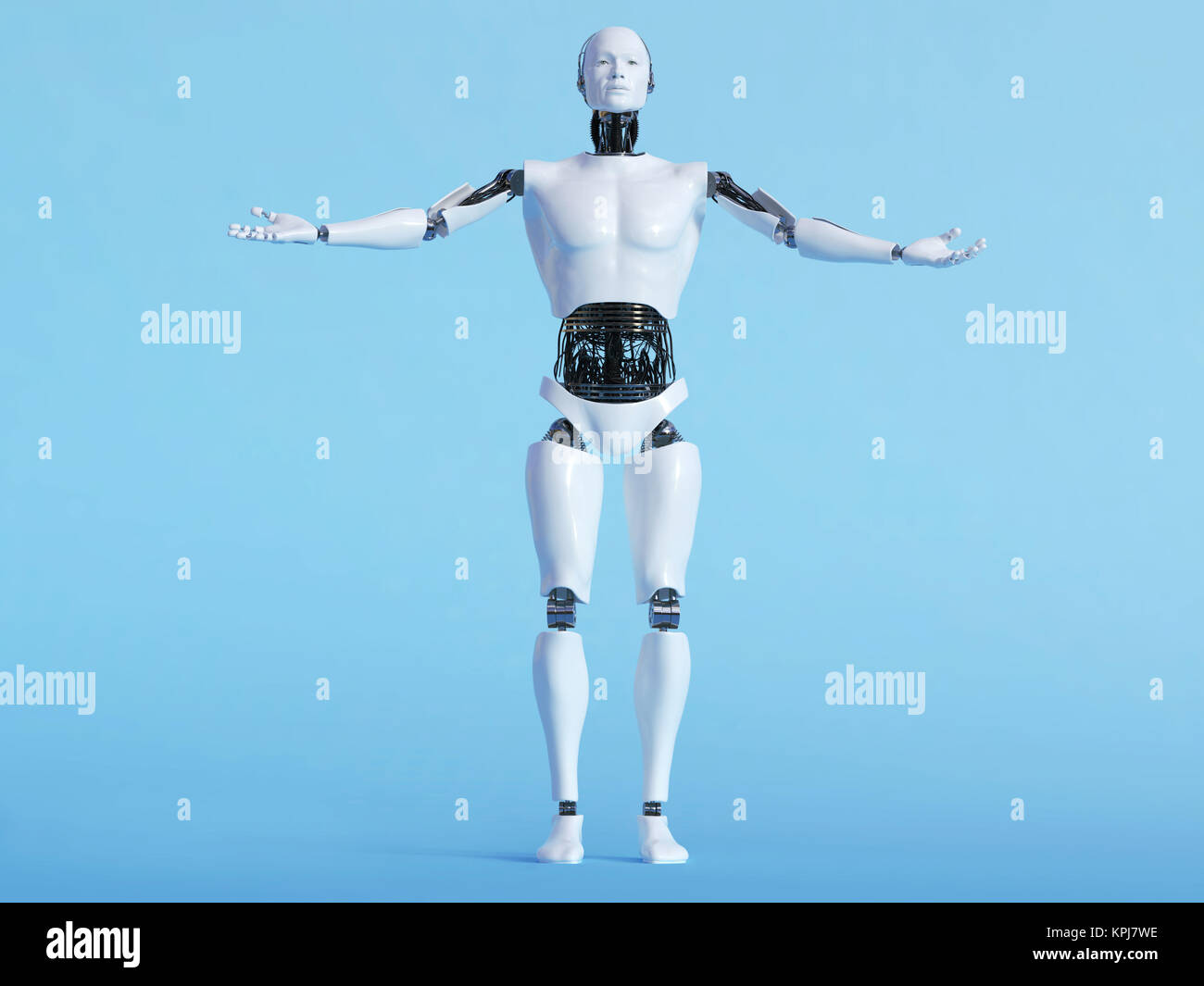 Robot man in welcoming pose Stock Photo - Alamy