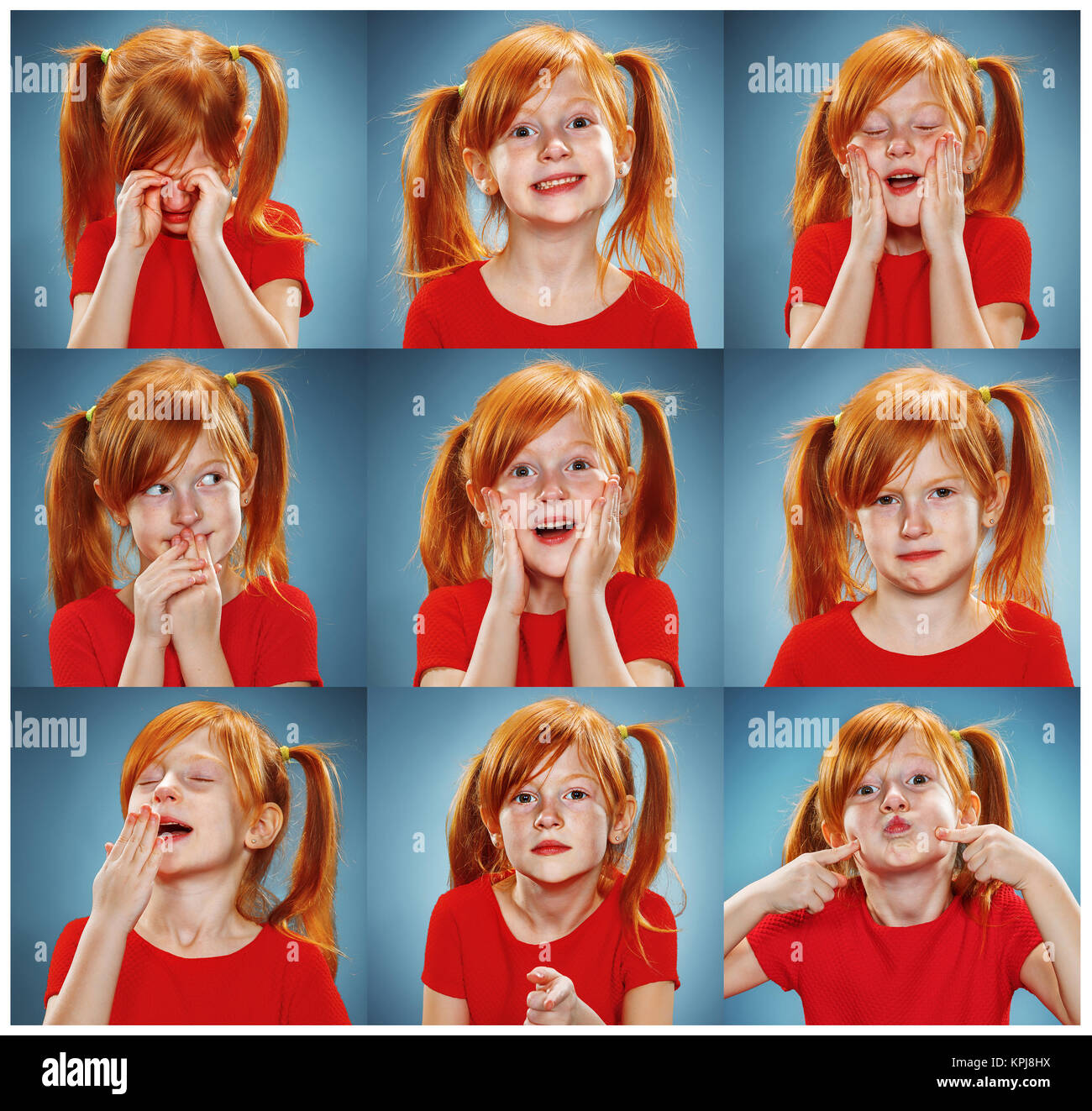 The collage of girl with different emotions Stock Photo - Alamy
