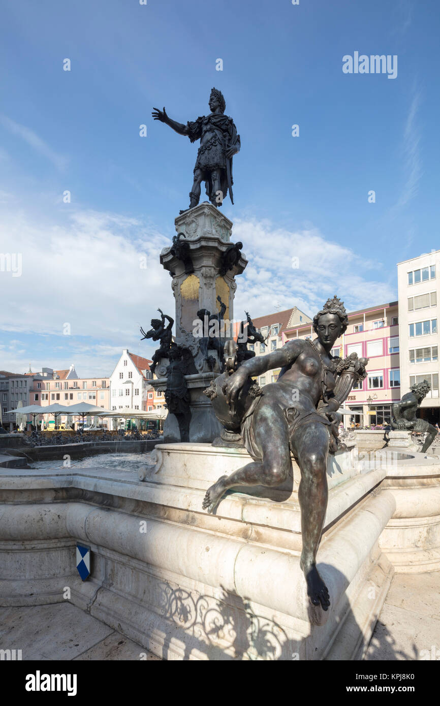 Augustus Fountain, bronze, 1594, Town Hall Square, Augsburg, Bavaria ...