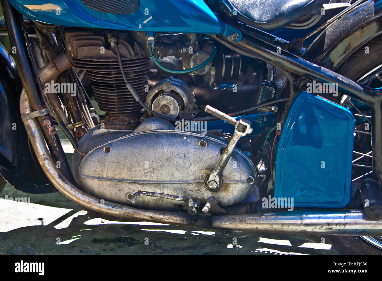 Old blue engine Stock Photo - Alamy