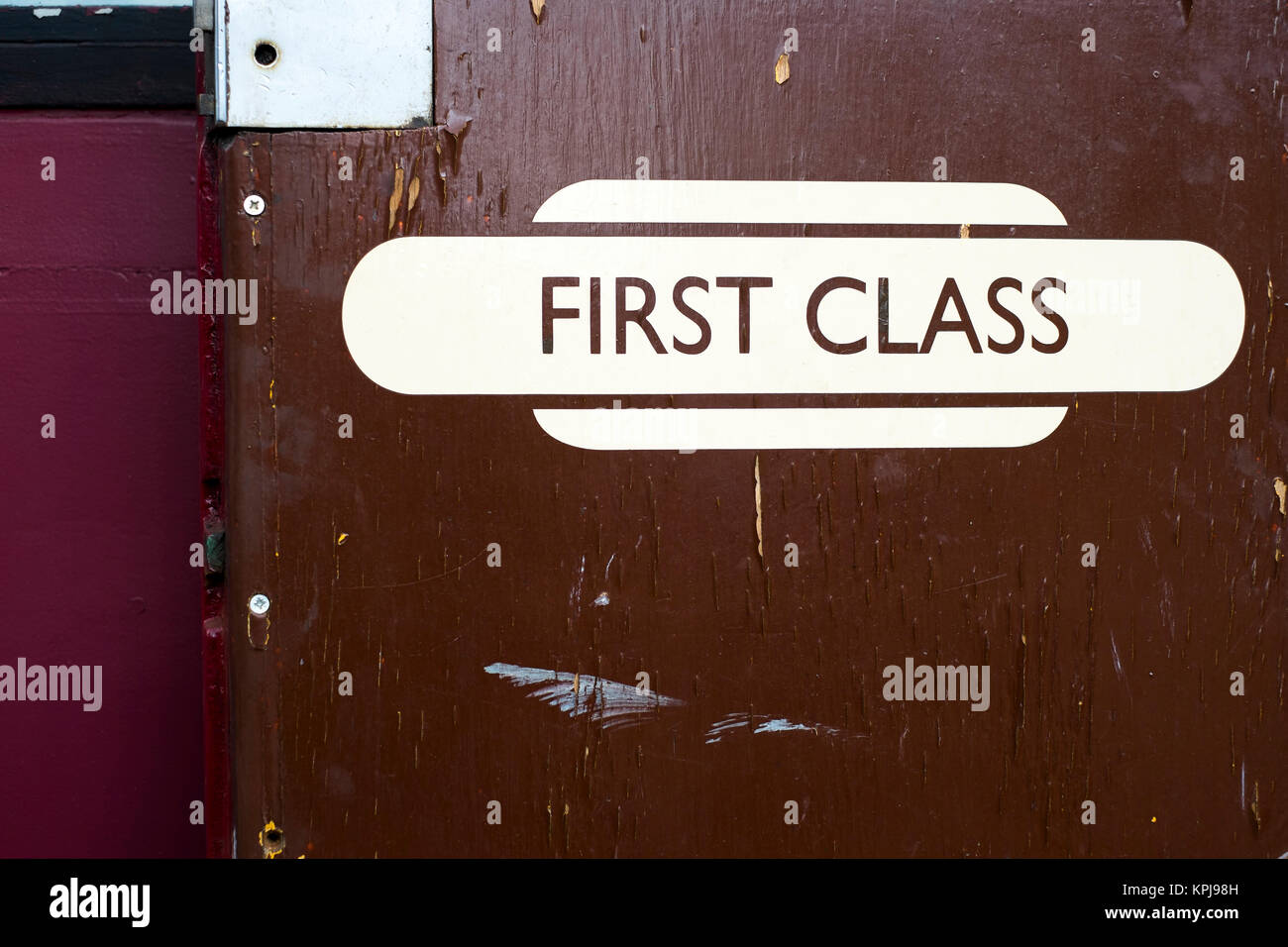 Detail of a First Class sign on a railway carriage Stock Photo - Alamy