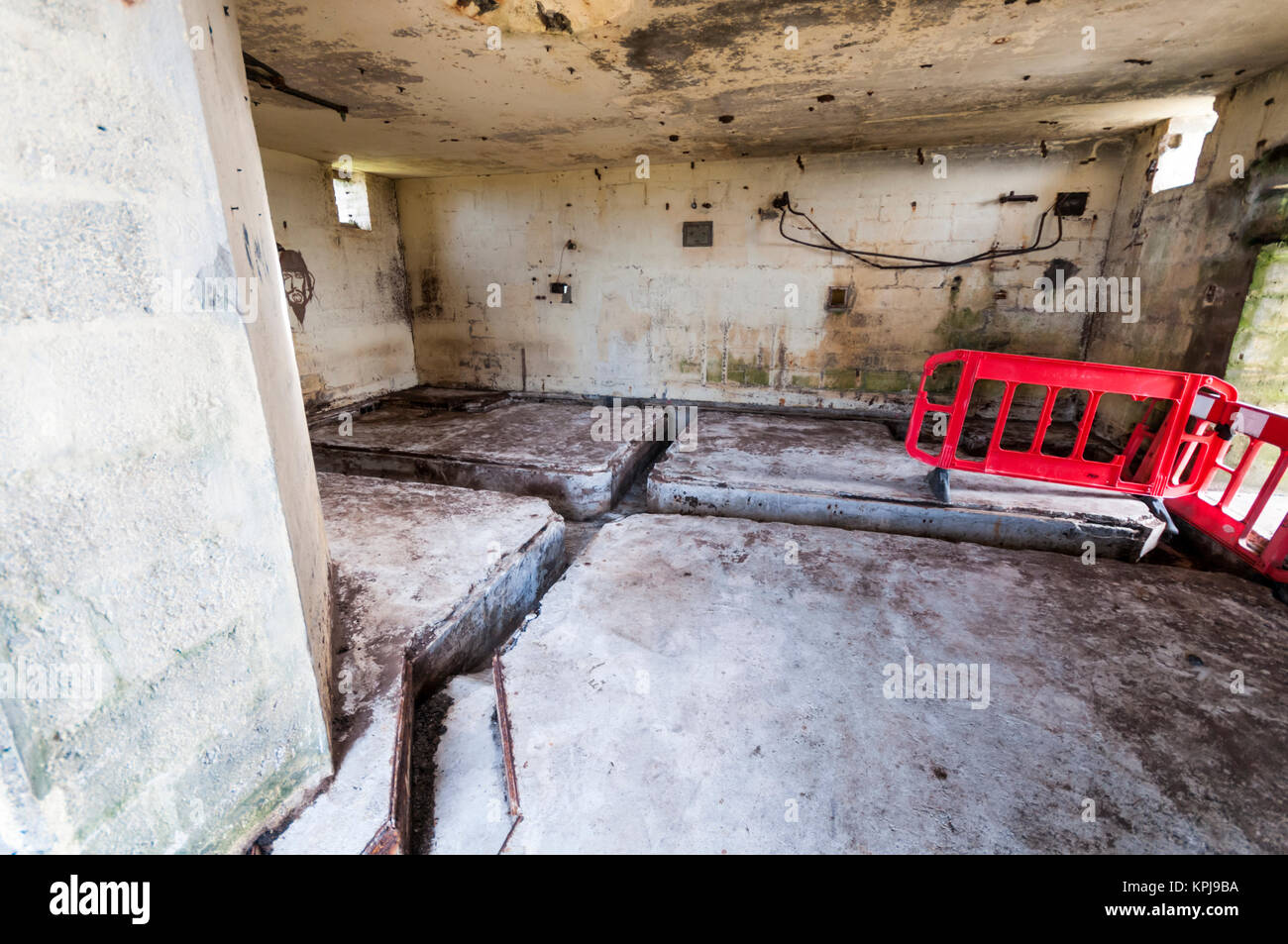Stripped out interior of the closed Aird Uig type R10 radar station at ...