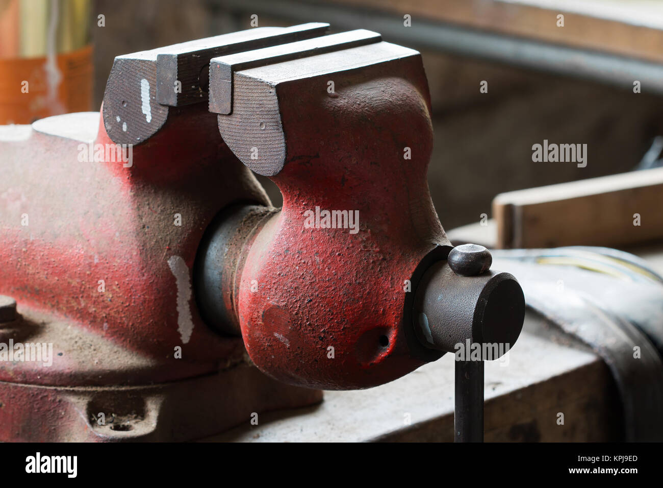 Detail Of The Old Jaw Vice In The Home Workroom Stock Photo - Alamy