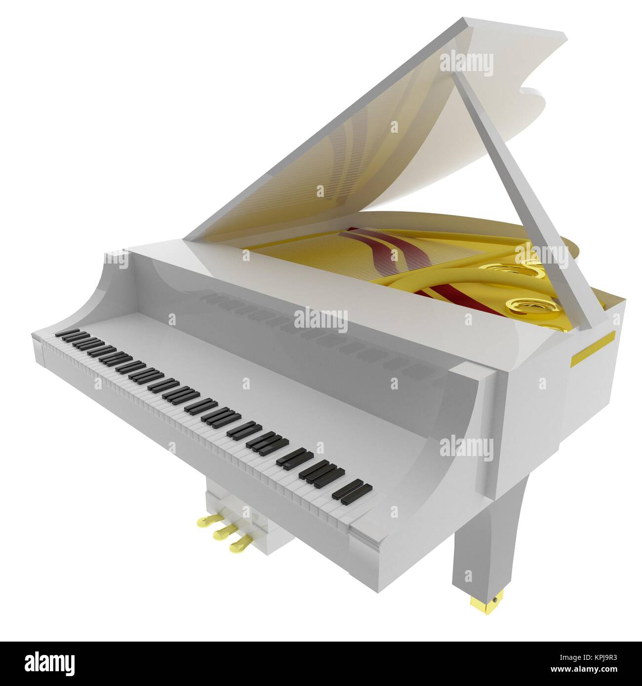 White piano isolated over white Stock Photo - Alamy