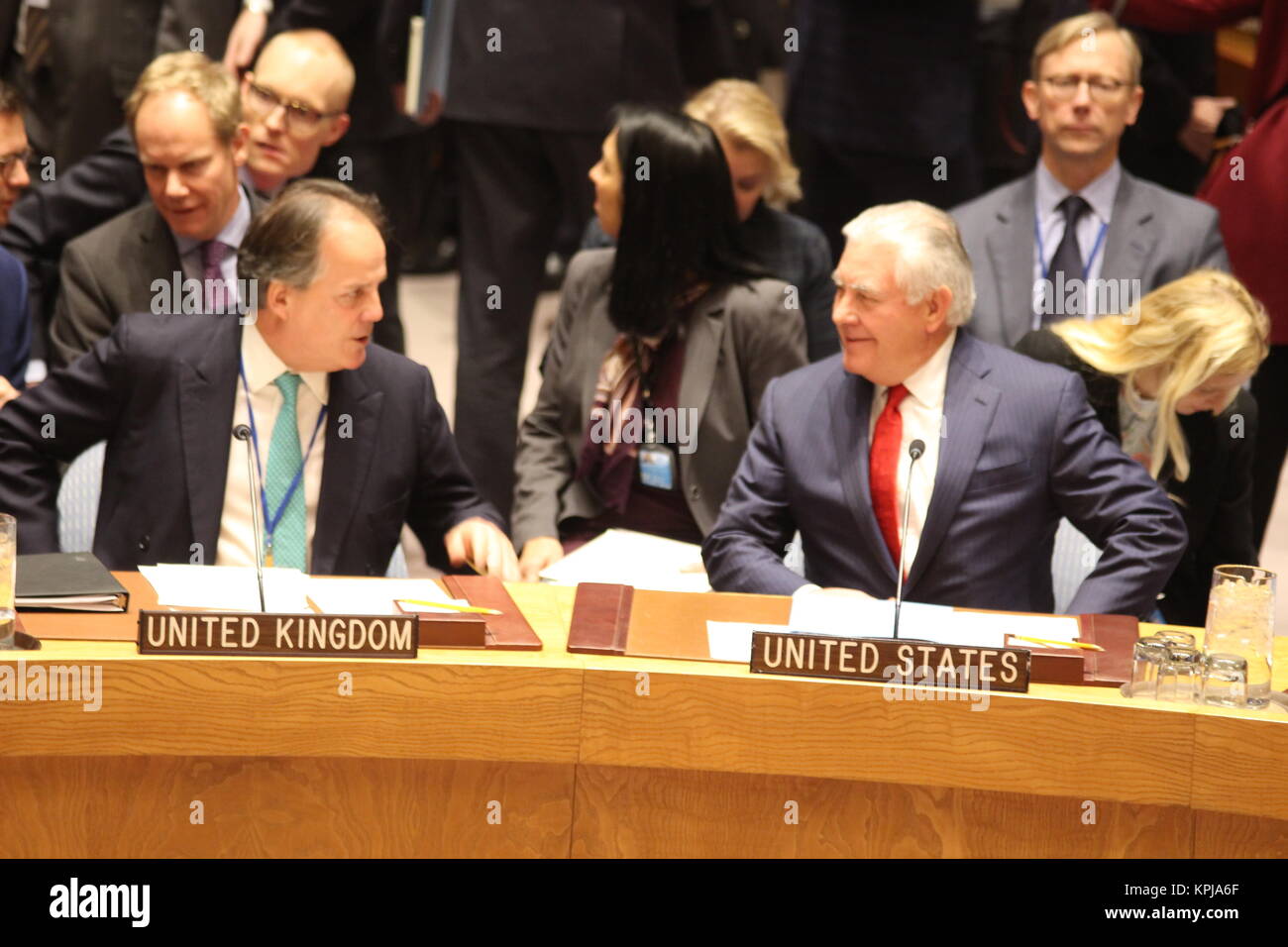 UN, New York, USA. 15th Dec, 2017. Rex Tillerson of the US and Mark ...