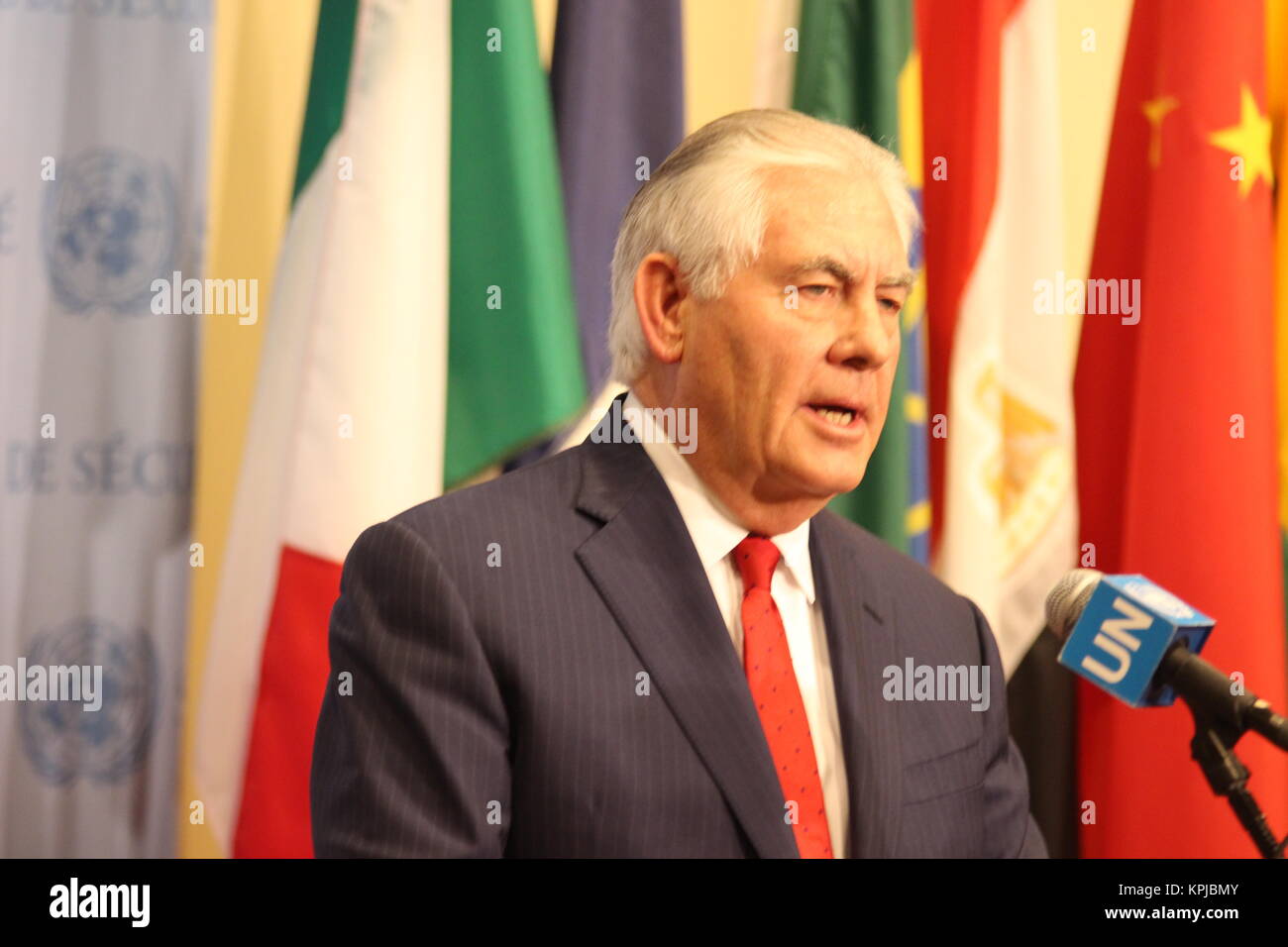UN, New York, USA. 15th Dec, 2017. Rex Tillerson of the US spoke to ...