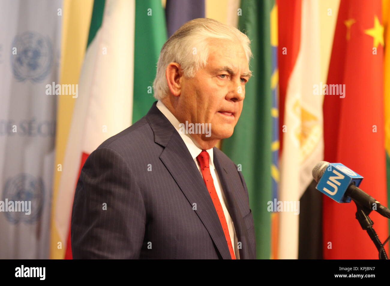 UN, New York, USA. 15th Dec, 2017. Rex Tillerson of the US spoke to ...