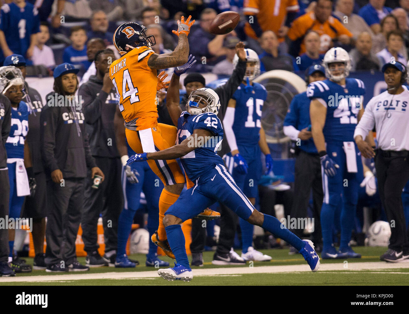 Indianapolis, Indiana, USA. 14th Dec, 2017. Denver wide receiver Cody ...