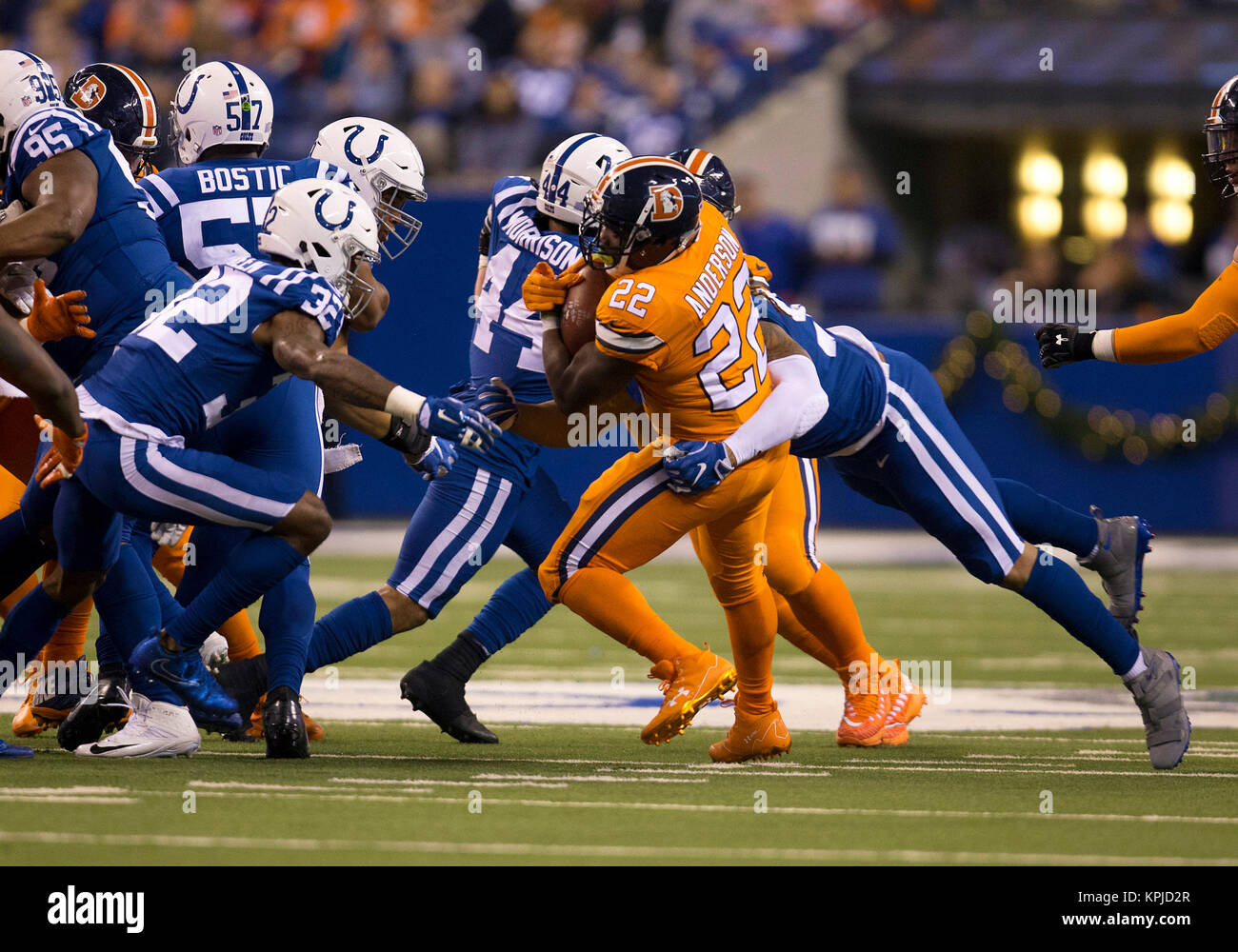 Indianapolis, Indiana, USA. 14th Dec, 2017. Denver running back C.J ...