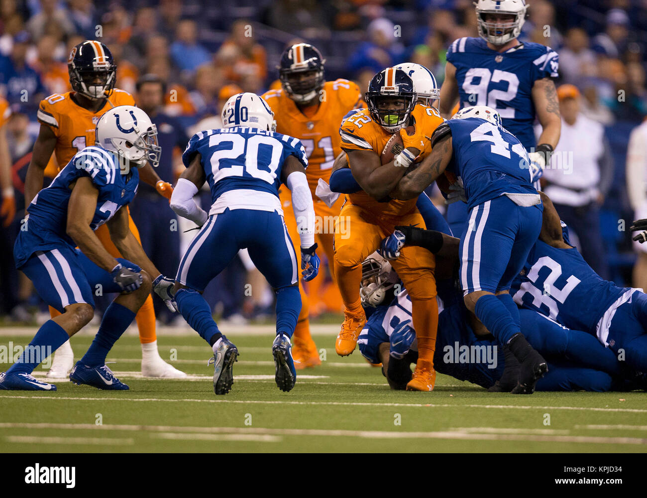 Indianapolis, Indiana, USA. 14th Dec, 2017. Denver running back C.J ...
