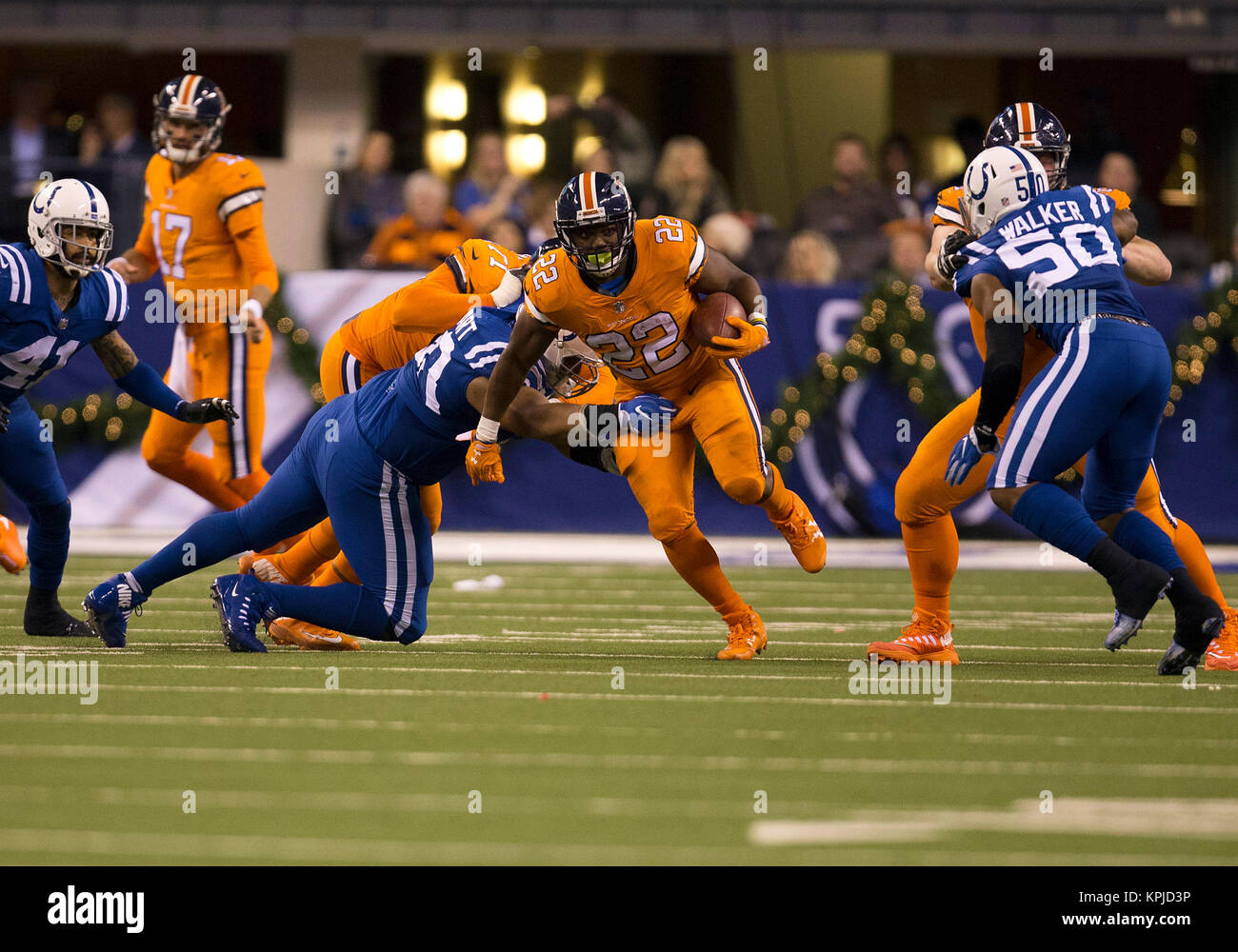 Indianapolis, Indiana, USA. 14th Dec, 2017. Denver running back C.J ...