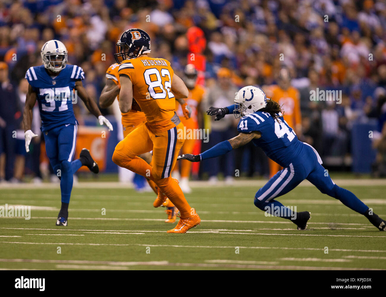 Indianapolis, Indiana, USA. 14th Dec, 2017. Denver tight end Jeff ...