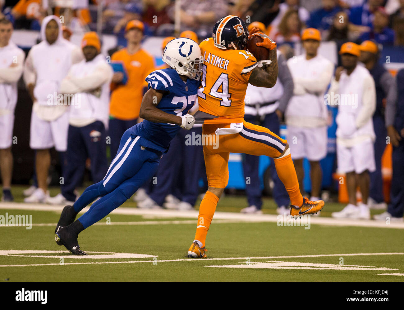 Indianapolis, Indiana, USA. 14th Dec, 2017. Denver wide receiver Cody ...
