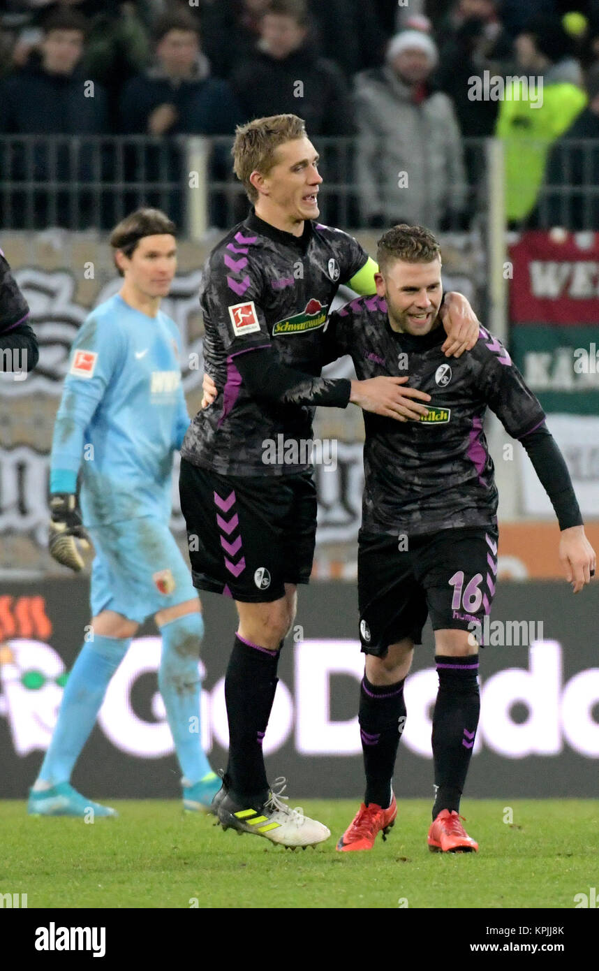Freiburg's Nils Petersen (L) and Yoric Ravet celebrate after the 1-2 ...