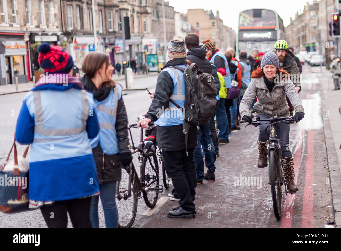 Leith walk human bollard protest hi-res stock photography and images ...