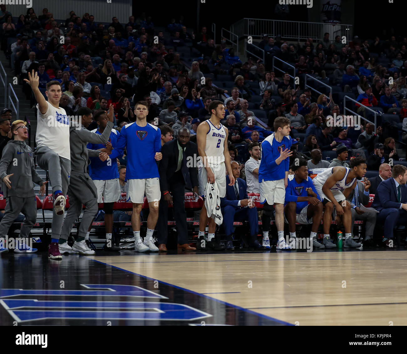 Saturday Dec 16th - The DePaul bench celebrates a key basket during ...